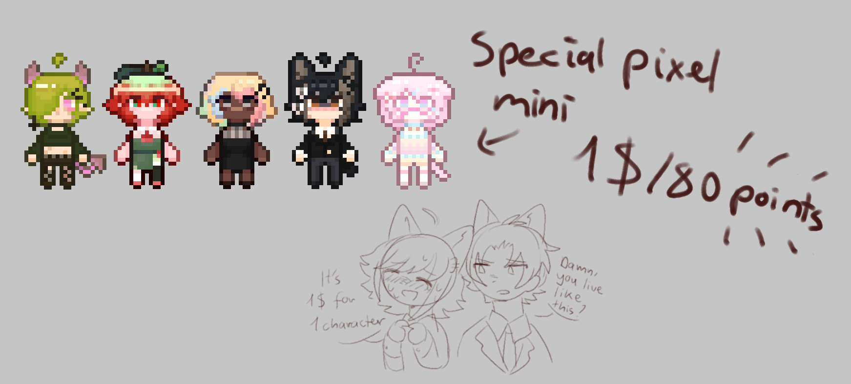 1$ pixel mini commission (open) on Toyhouse